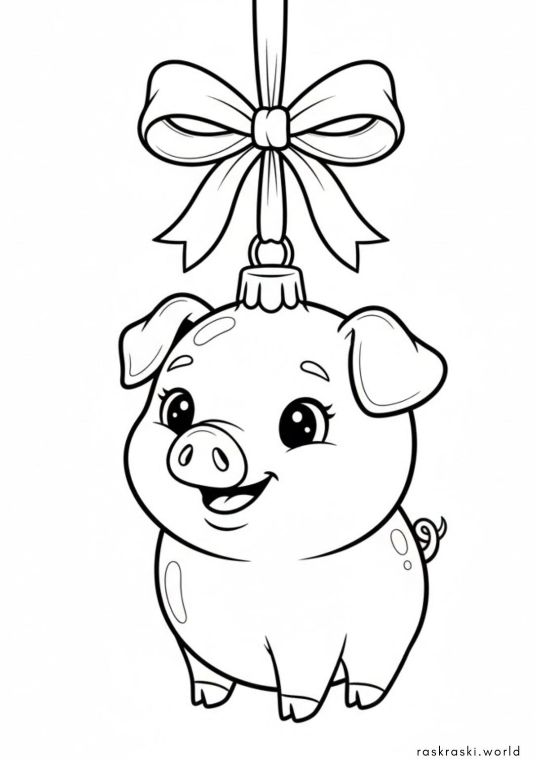 Раскраска Игрушка для елки свинка ⭐️ распечатать, скачать бесплатно ...