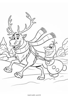 Раскраска Олаф и Свен (Холодное сердце) ⭐️ распечатать, скачать ...