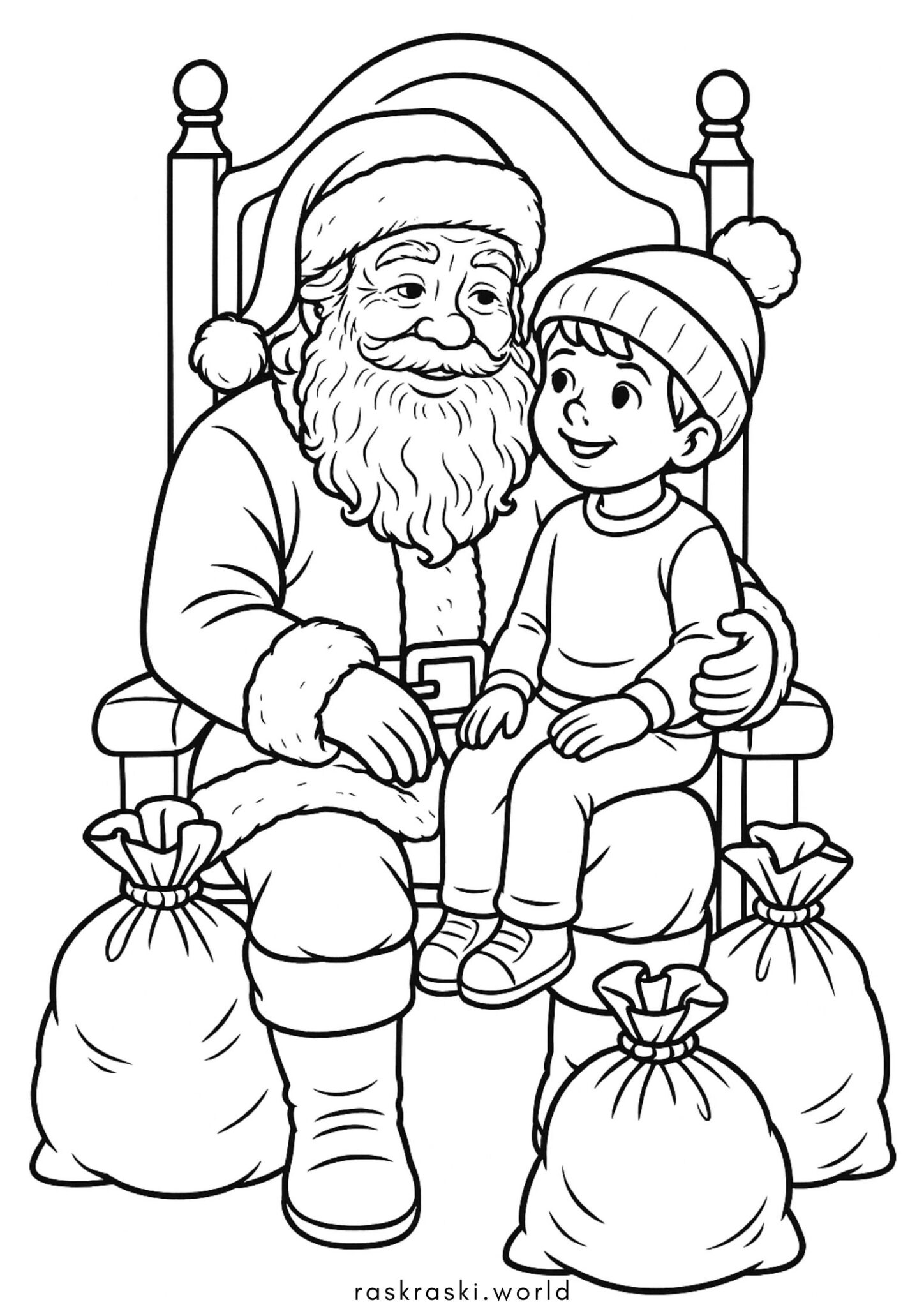 Раскраска Дед Мороз и ребенок ⭐️ распечатать, скачать бесплатно ...